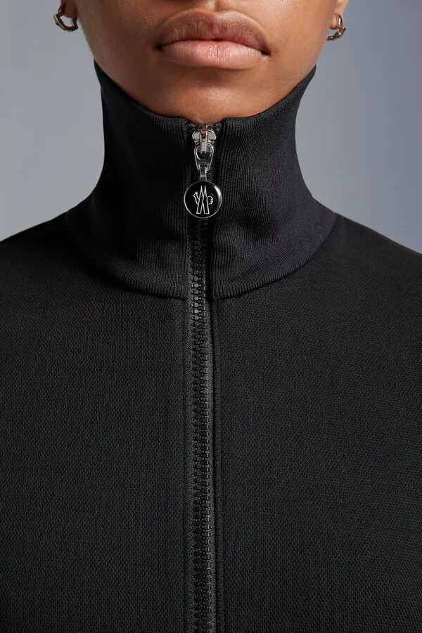 Moncler Ribbed Knit Zip-up Polo Dress With Pocket Detail