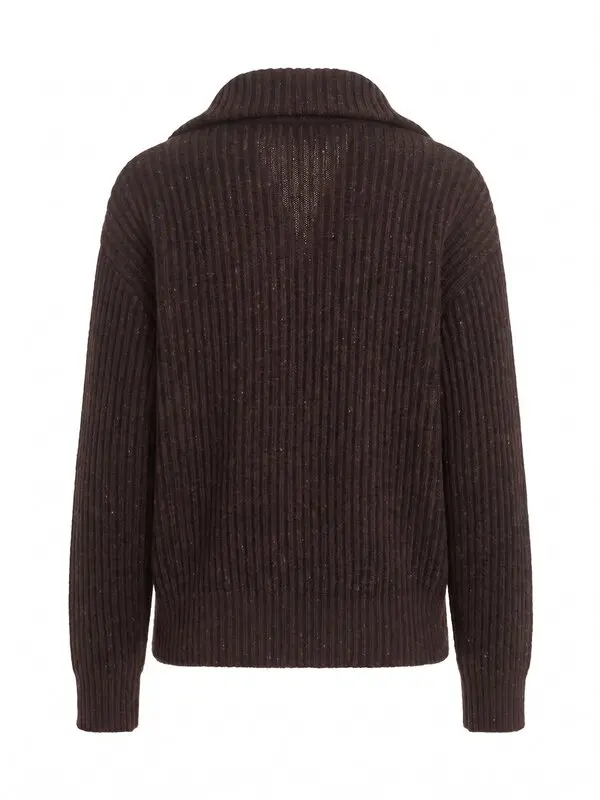 Brunello Cucinelli Ribbed-knit Sequin-embellished Cardigan - Brown