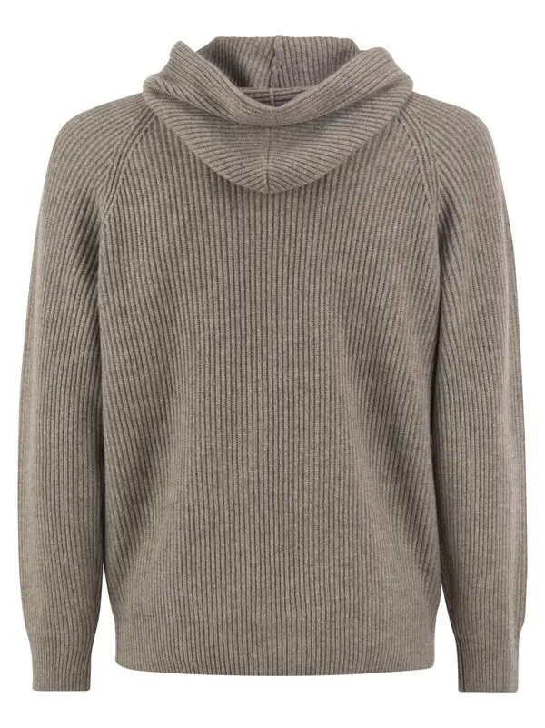 Brunello Cucinelli Logo Embroidered Zipped Cardigan - Stone Gray