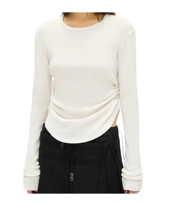 ANN DEMEULEMEESTER Dot Wrinkled Long-sleeve T-shirt - White