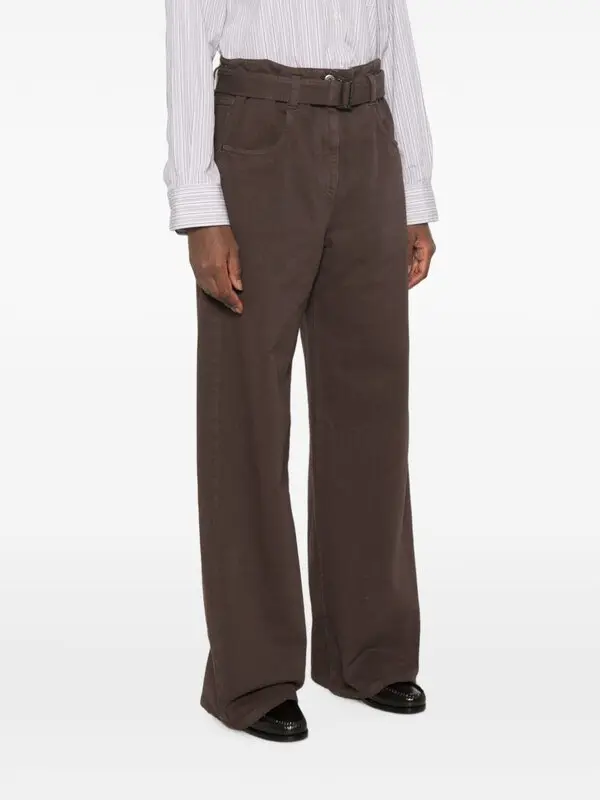 Brunello Cucinelli Belted Twill Trousers - Brown