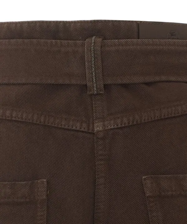 Brunello Cucinelli Belted Twill Trousers - Brown