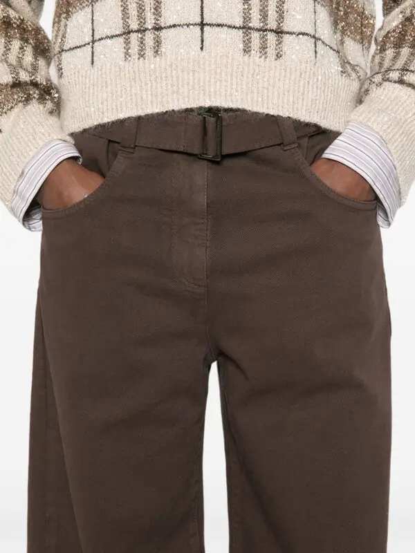 Brunello Cucinelli Belted Twill Trousers - Brown