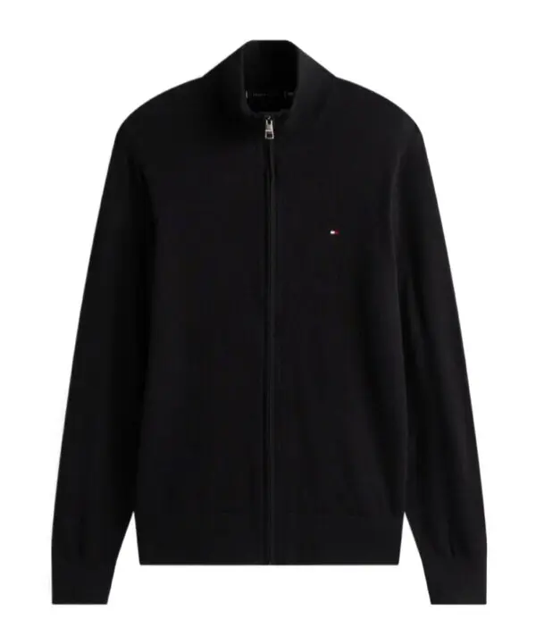 Tommy Hilfiger Embroidered Logo Zip-up Jumper - Black