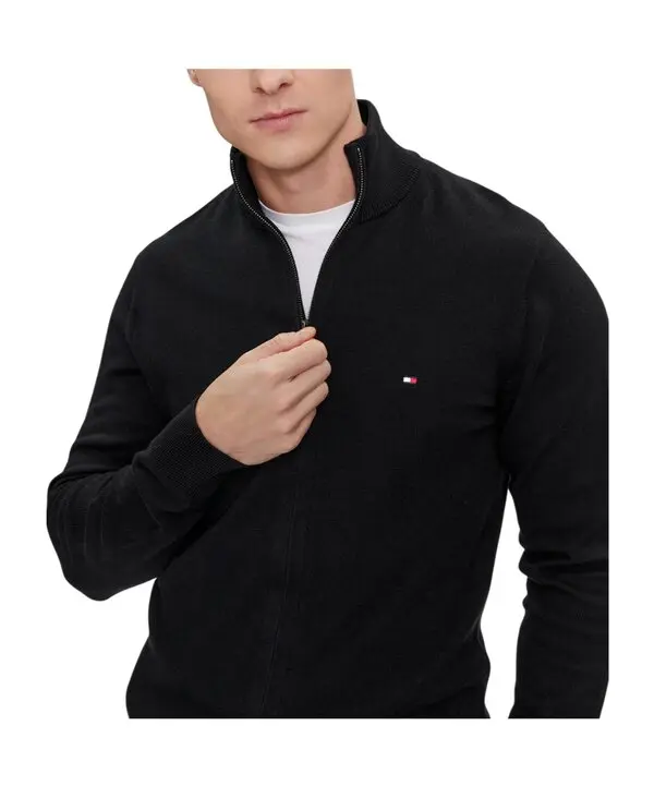 Tommy Hilfiger Embroidered Logo Zip-up Jumper - Black
