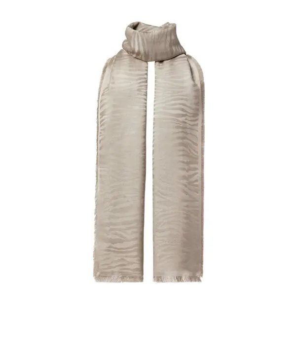 Fendi Tiger Animalier Jacquard Fringed Scarf - Grey