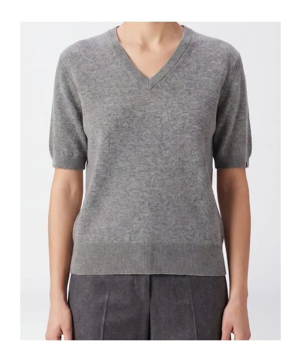 Extreme Cashmere Martina Short-sleeve V-neck Sweater - Gray