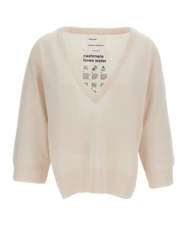 Extreme Cashmere Long-sleeved Crewneck Jumper With V-neck - No