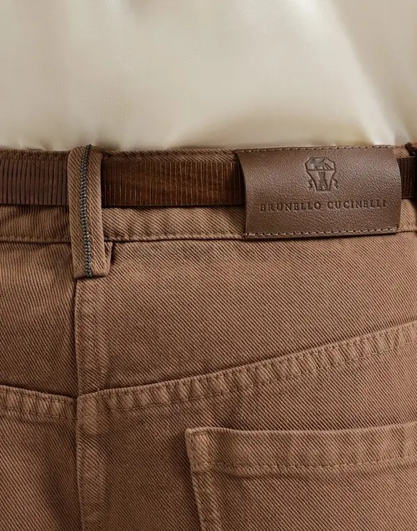 Brunello Cucinelli Dyed Denim Wide-leg Trousers With Monili Detail - Brown
