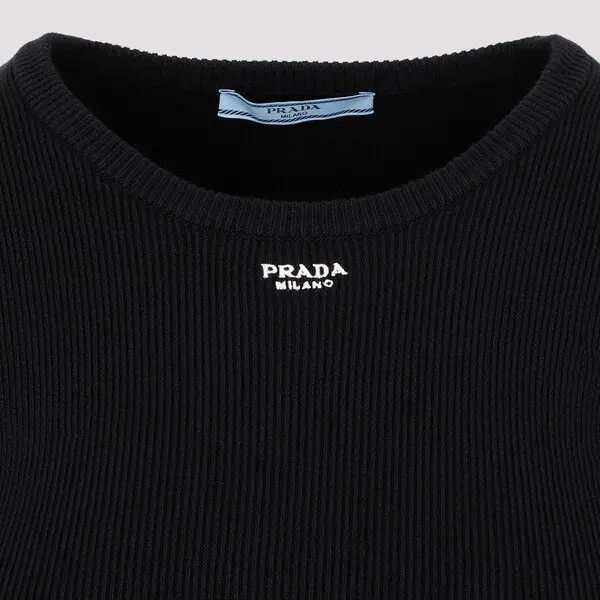 Prada Cotton Ribbed Knit Sweater