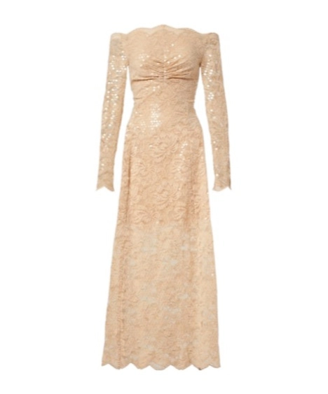 Rabanne Sequined Off-shoulder Lace Maxi Dress
