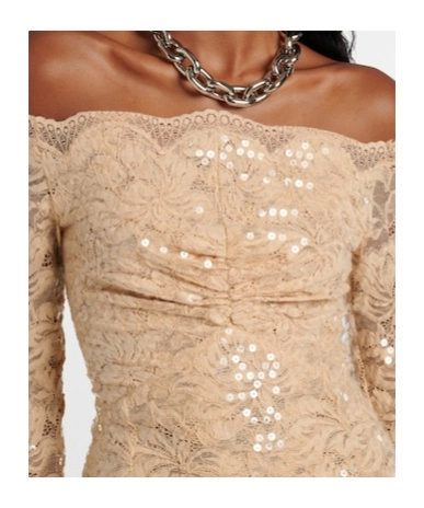 Rabanne Sequined Off-shoulder Lace Maxi Dress