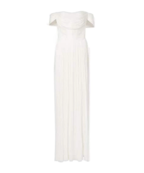 MARIA LUCIA HOHAN Sharon Off-shoulder Silk Gown - White