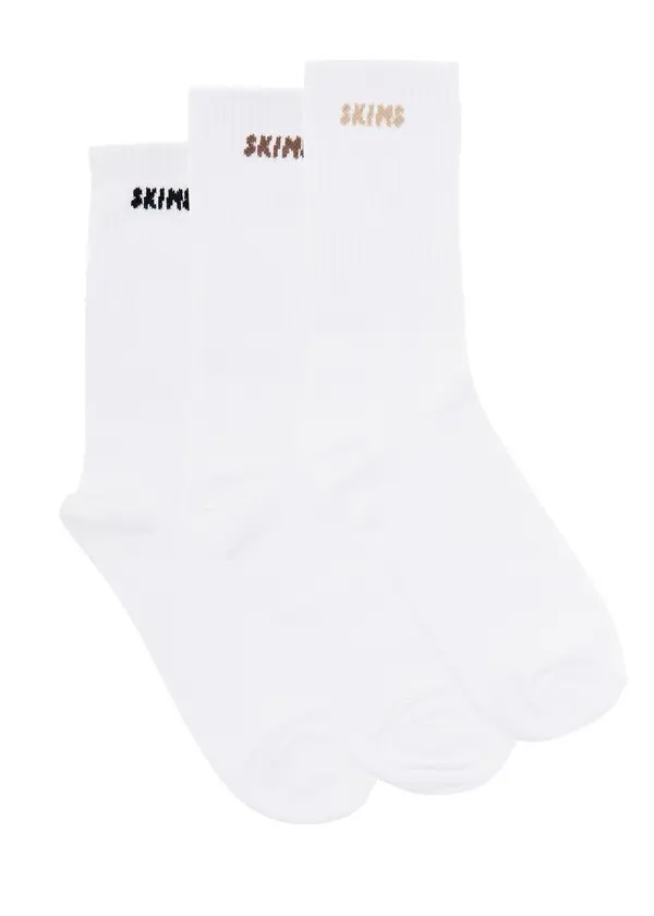 SKIMS Logo-intarsia Cotton-blend Socks