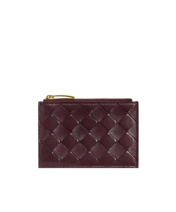 Bottega Veneta Intrecciato Zipped Card Case - Red
