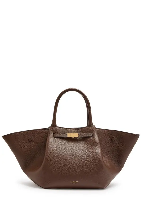 DEMELLIER Midi Grained Leather Tote - Moca