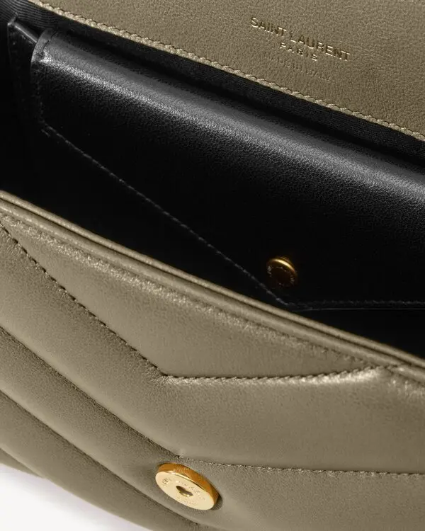 Saint Laurent Loulou Small Matelassé Lambskin Shoulder Bag - Dark Moss
