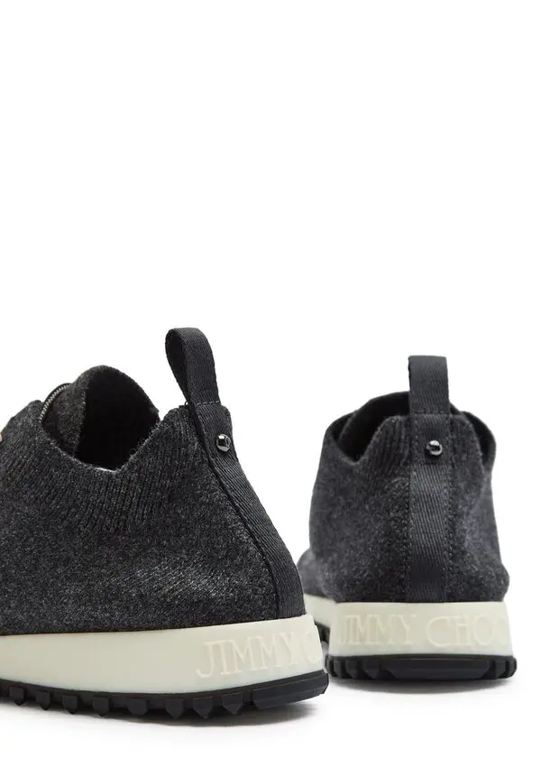 JIMMY CHOO Veles Cashmere-knit Sneakers With Pearl Embellishments