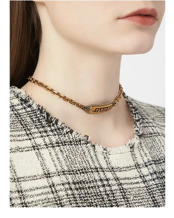 Dior Metal Logo Necklace