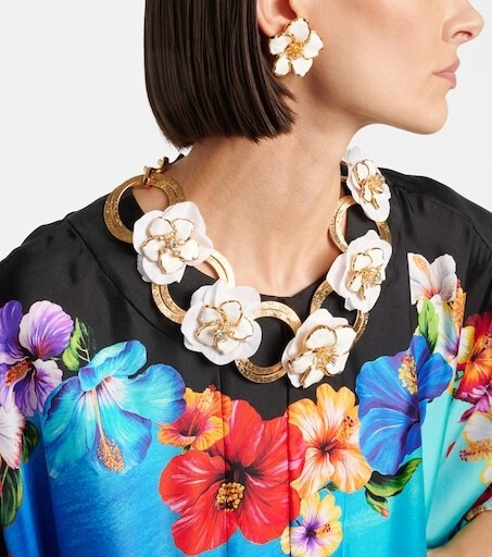 Dolce & Gabbana Embellished Floral Chain Necklace