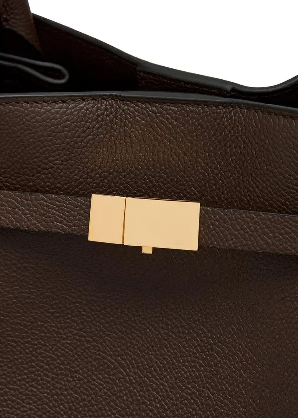 DEMELLIER New York Grained Leather Tote - Dark Brown