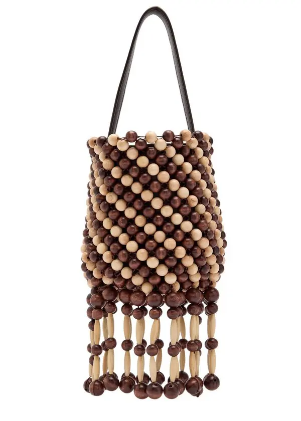 Rabanne Beaded Leather Bucket Bag