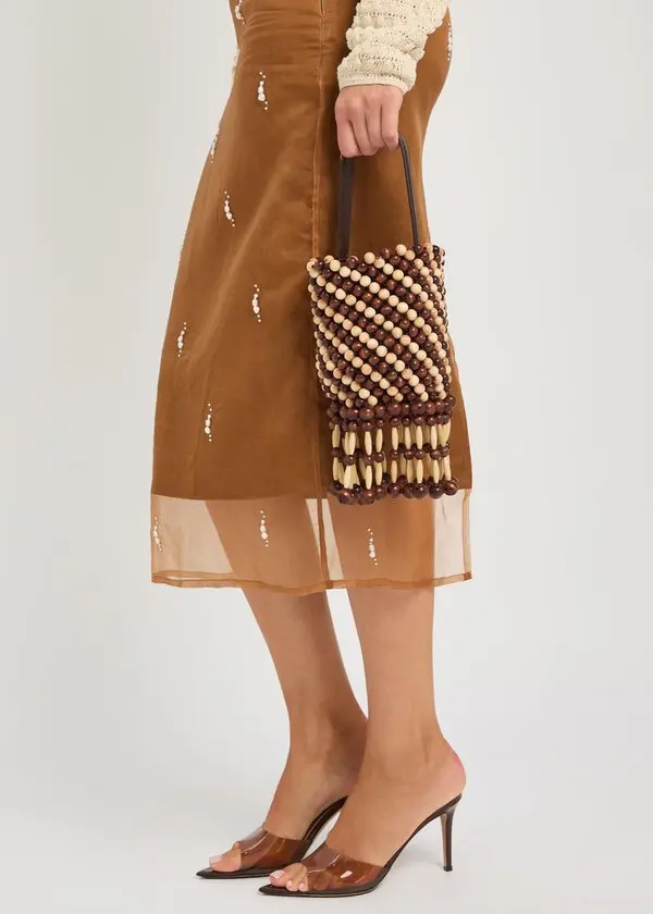 Rabanne Beaded Leather Bucket Bag