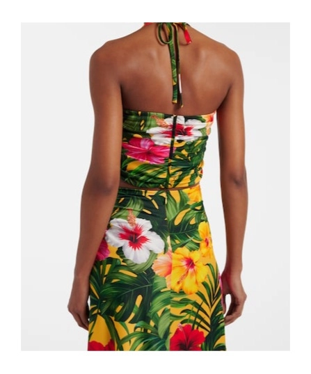 Dolce & Gabbana Cutout Floral Halterneck Crop Top