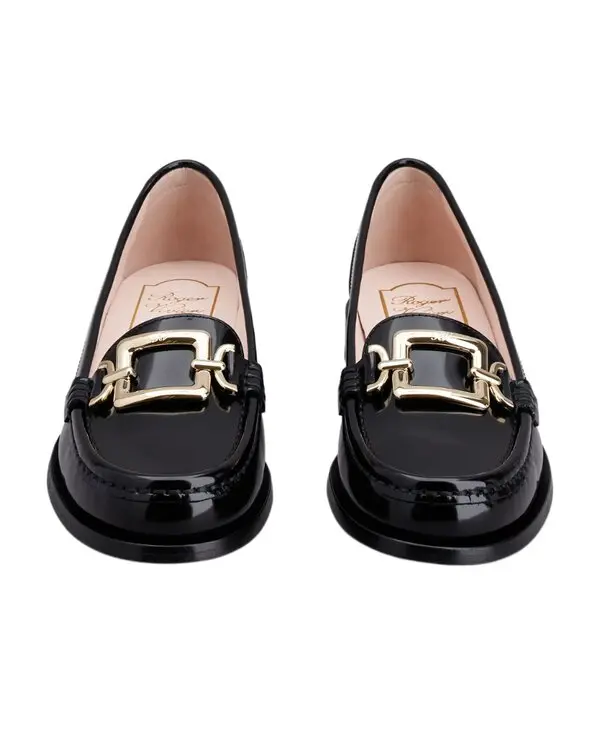 ROGER VIVIER Metal Buckle Patent Leather Loafers