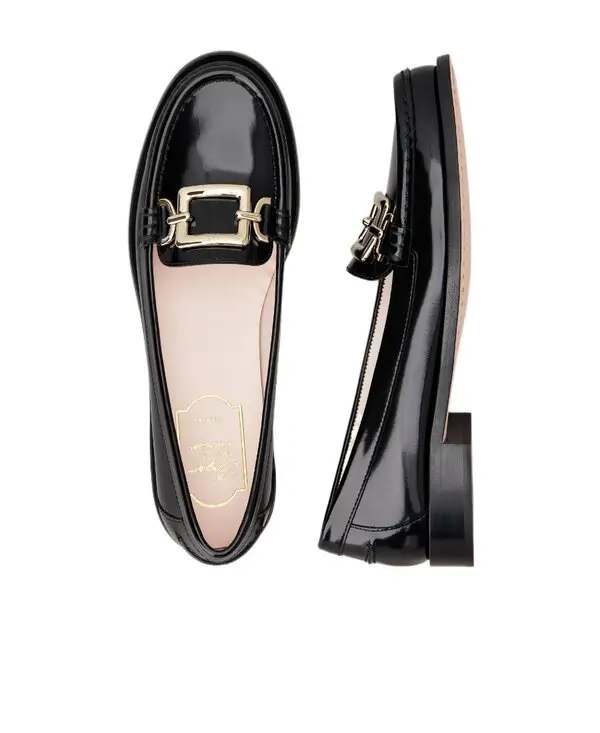 ROGER VIVIER Metal Buckle Patent Leather Loafers