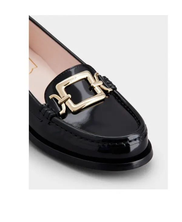 ROGER VIVIER Metal Buckle Patent Leather Loafers