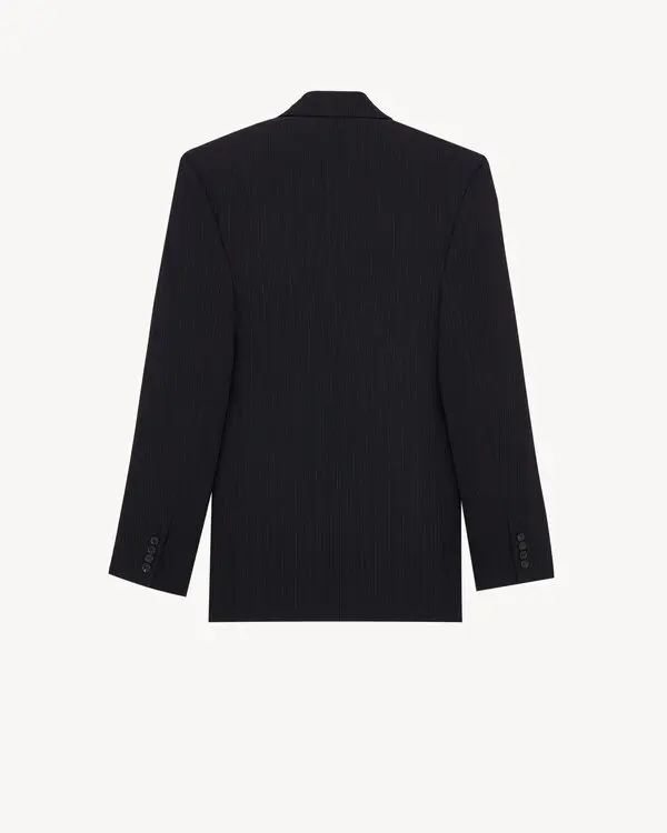 Saint Laurent Double-breasted Jacket In Grain De Poudre
