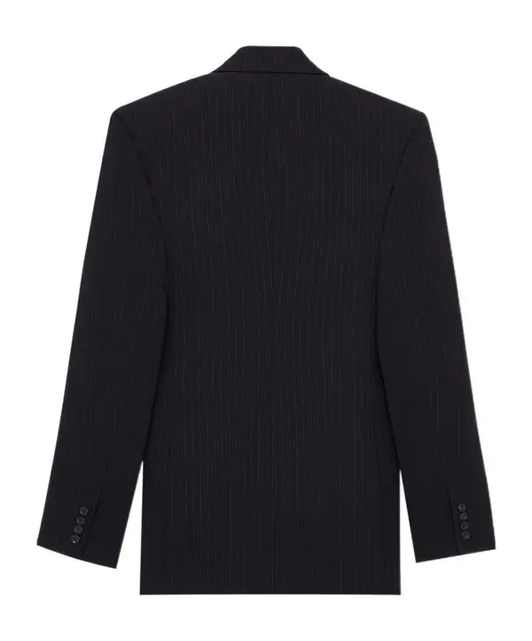 Saint Laurent Double-breasted Striped Jacket - Black