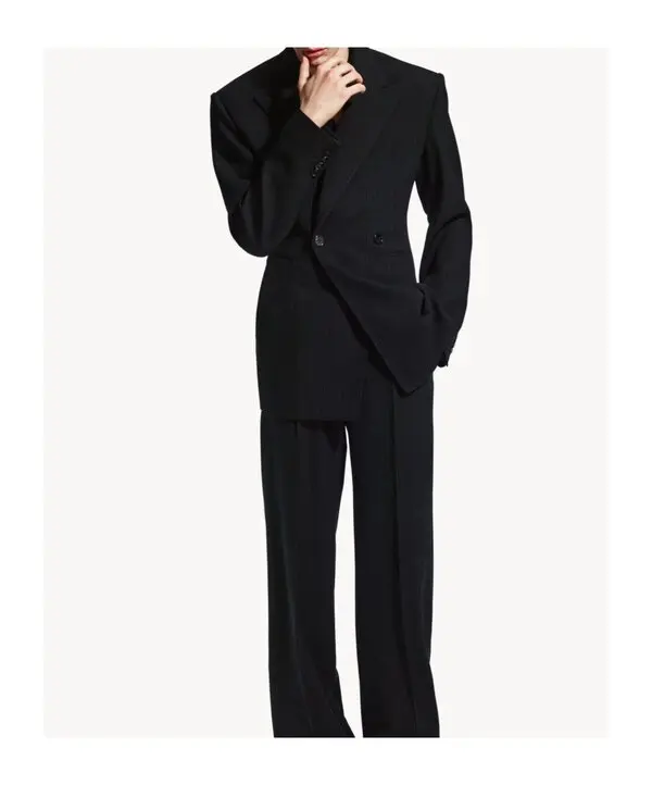 Saint Laurent Double-breasted Striped Jacket - Black