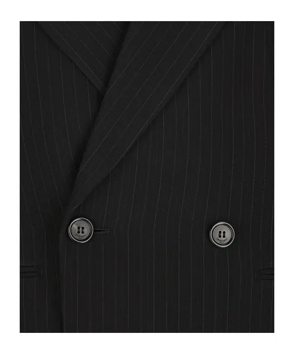 Saint Laurent Double-breasted Striped Jacket - Black
