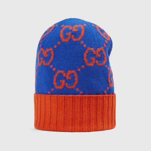 Gucci Gg Knit Wool Hat - Blue