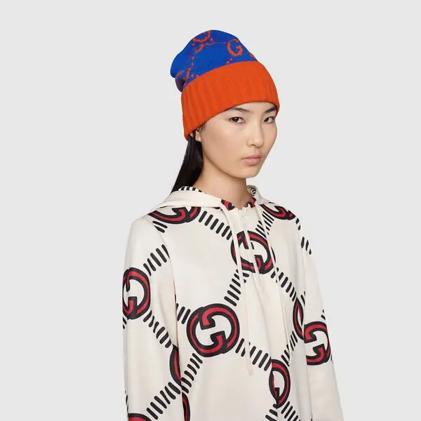 Gucci Gg Knit Wool Hat - Blue