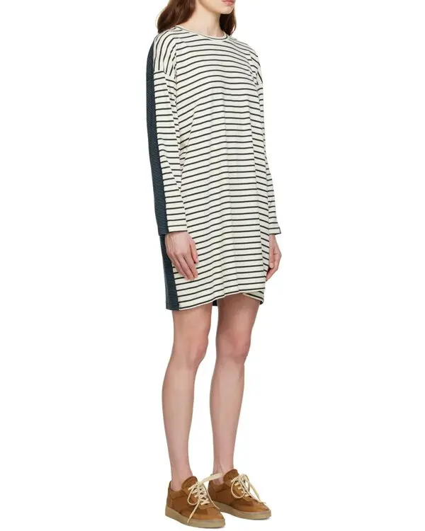 MAISON MARGIELA Two-tone Striped Long Sleeve T-shirt Dress - Gray