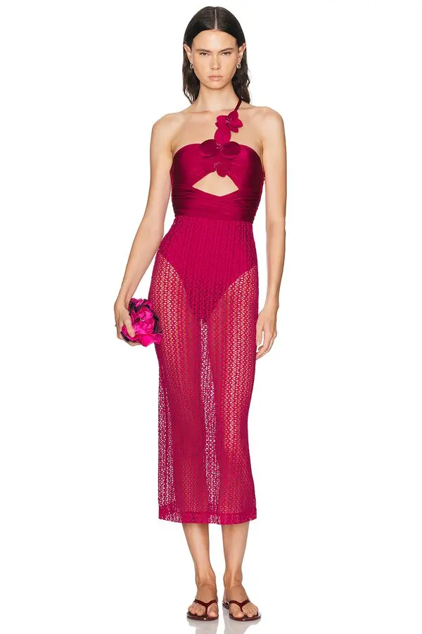 PatBO Flower Applique Beach Dress - Magenta