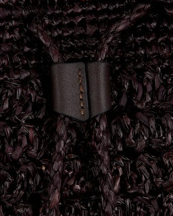 Jenni Kayne Riviera Raffia Bucket Bag - Dark Brown