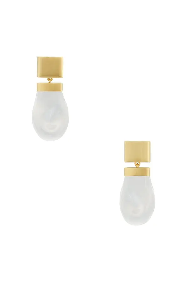 Khaite Keefe Resin Drop Earrings In Metallic Gold - Clear