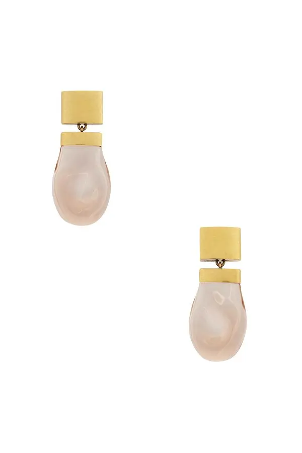 Khaite Keefe Resin Drop Earrings In Metallic Gold - Smoke