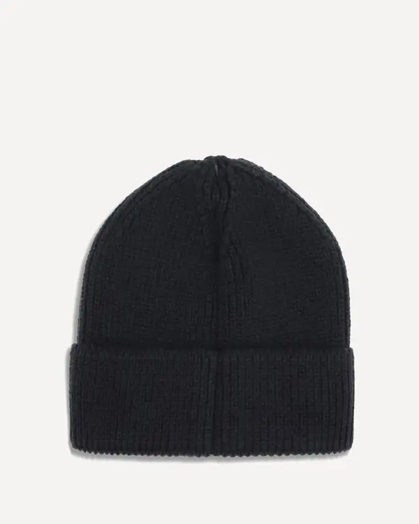 The North Face Ribbed Beanie Hat With Logo Patch - Black