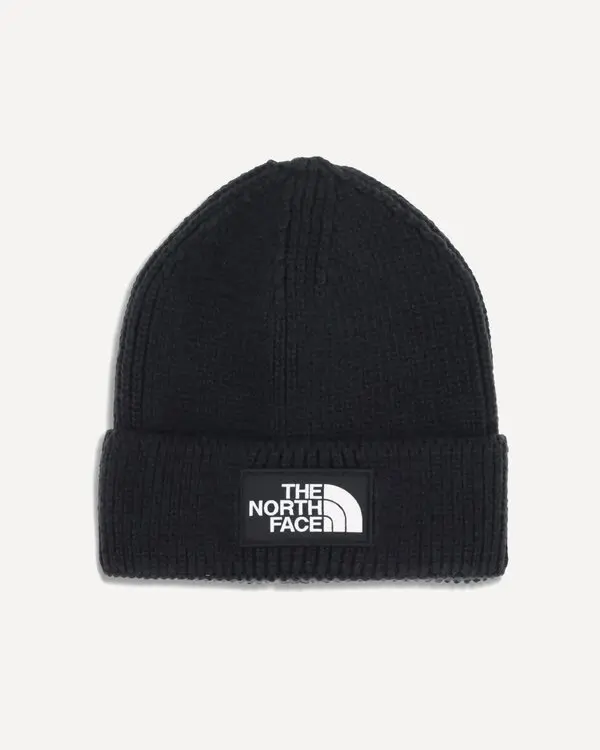 The North Face Ribbed Beanie Hat With Logo Patch - Black