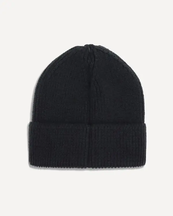 The North Face Ribbed Beanie Hat With Logo Patch - Black