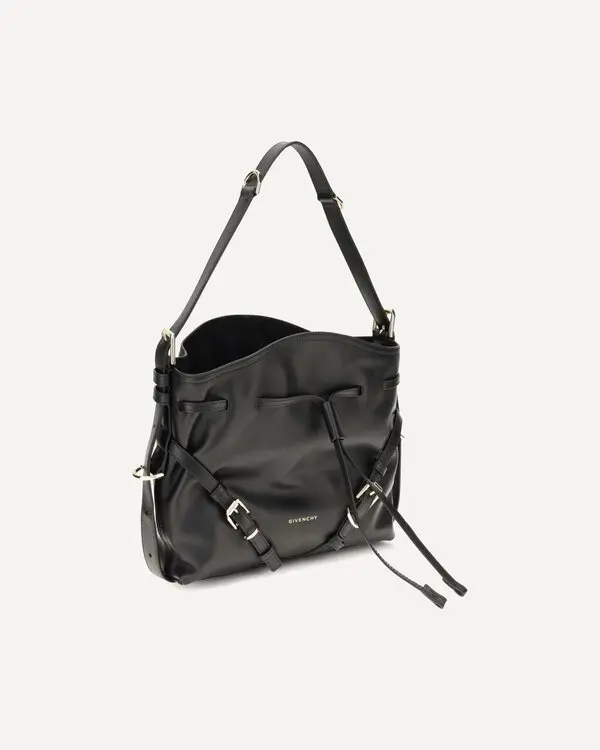 Givenchy Small Voyou Bucket Handbag In Glossy Leather - Black