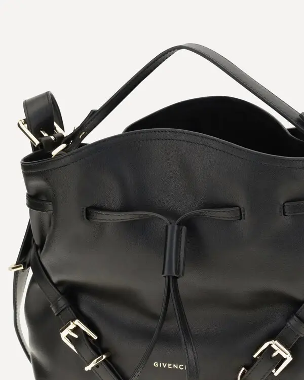 Givenchy Small Voyou Bucket Handbag In Glossy Leather - Black
