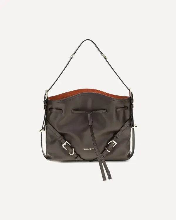 Givenchy Small Voyou Bucket Handbag In Glossy Leather - Brown