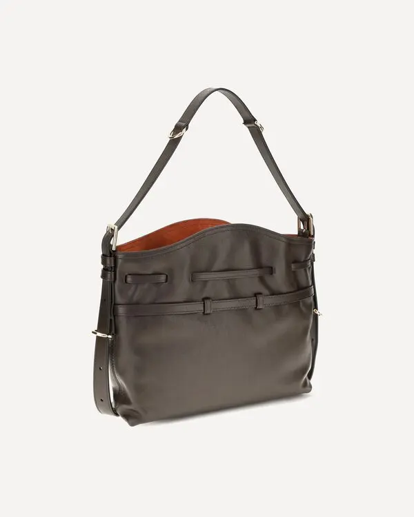 Givenchy Small Voyou Bucket Handbag In Glossy Leather - Brown