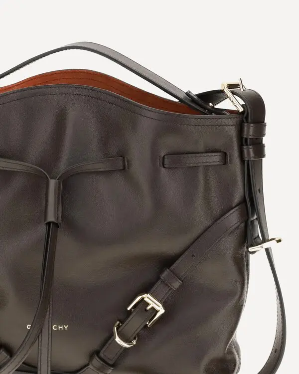 Givenchy Small Voyou Bucket Handbag In Glossy Leather - Brown